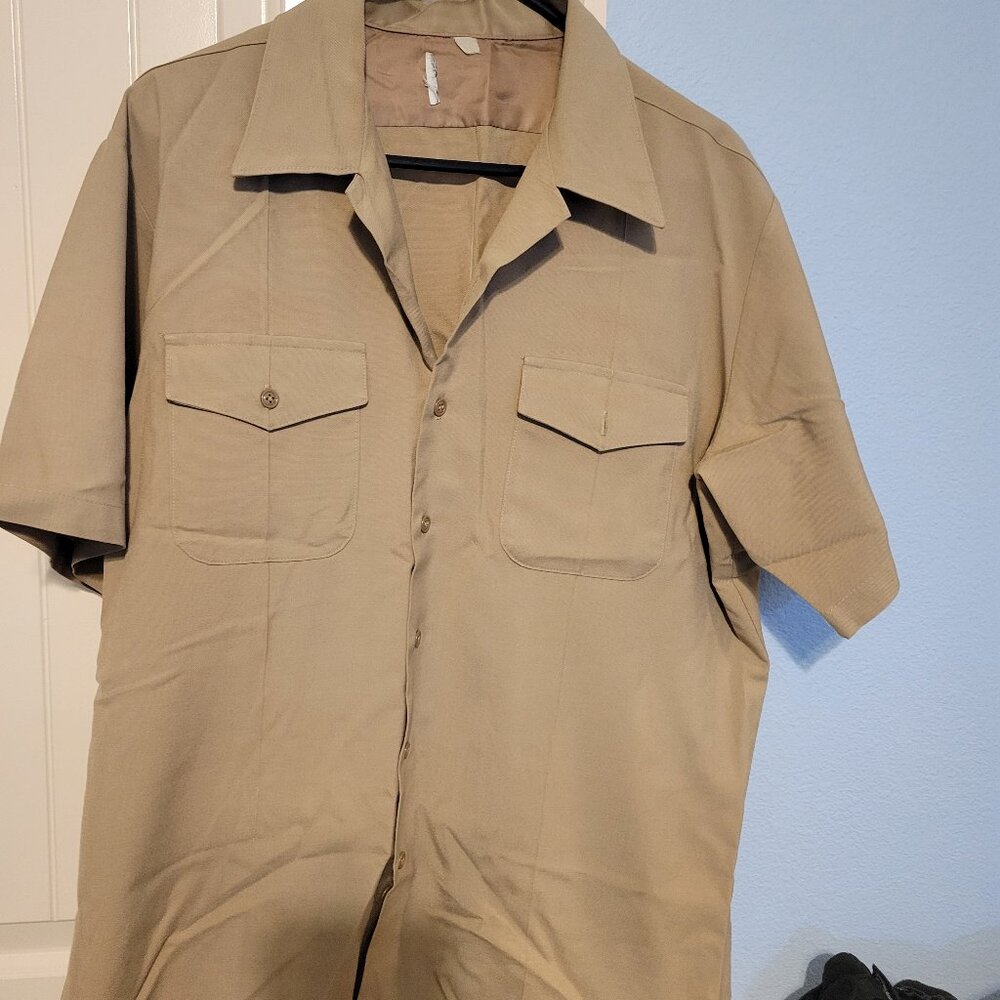 Us Navy Khaki Shirt Xl Short Sleeve Service Dress Pol… - Gem